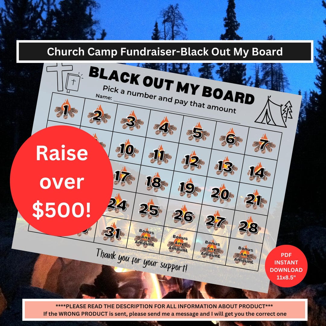 Church Camp Fundraiser Calendar | Youth Church Camp | Outdoor ...