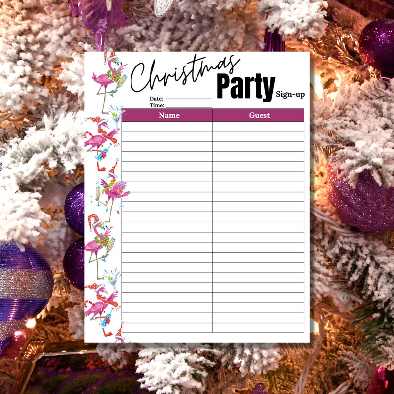 Christmas Party Sign up Sheet | Christmas Sign up | Party Sign up Sheet ...