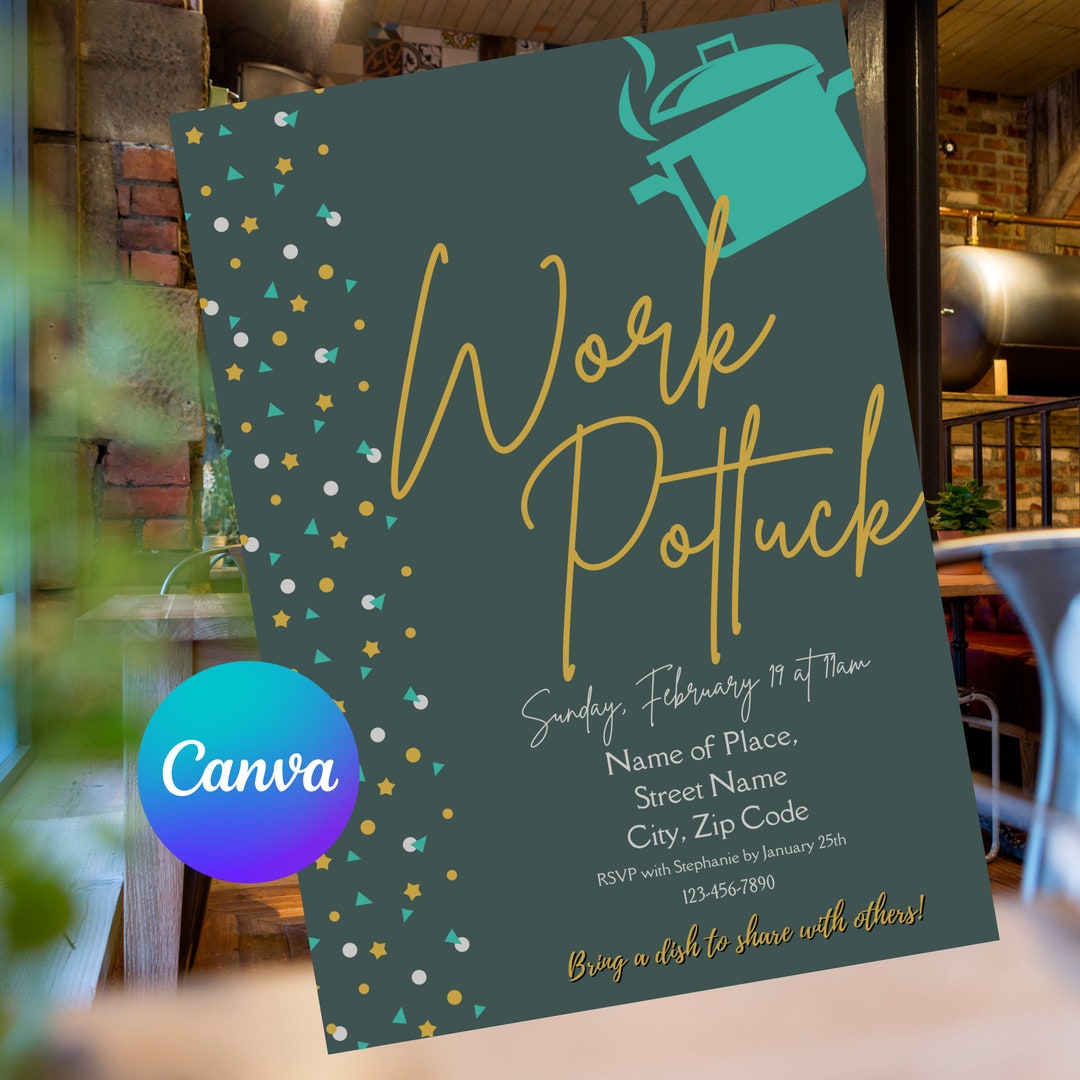 Work Potluck Invitation Template | Work Party Potluck Invite | Work ...