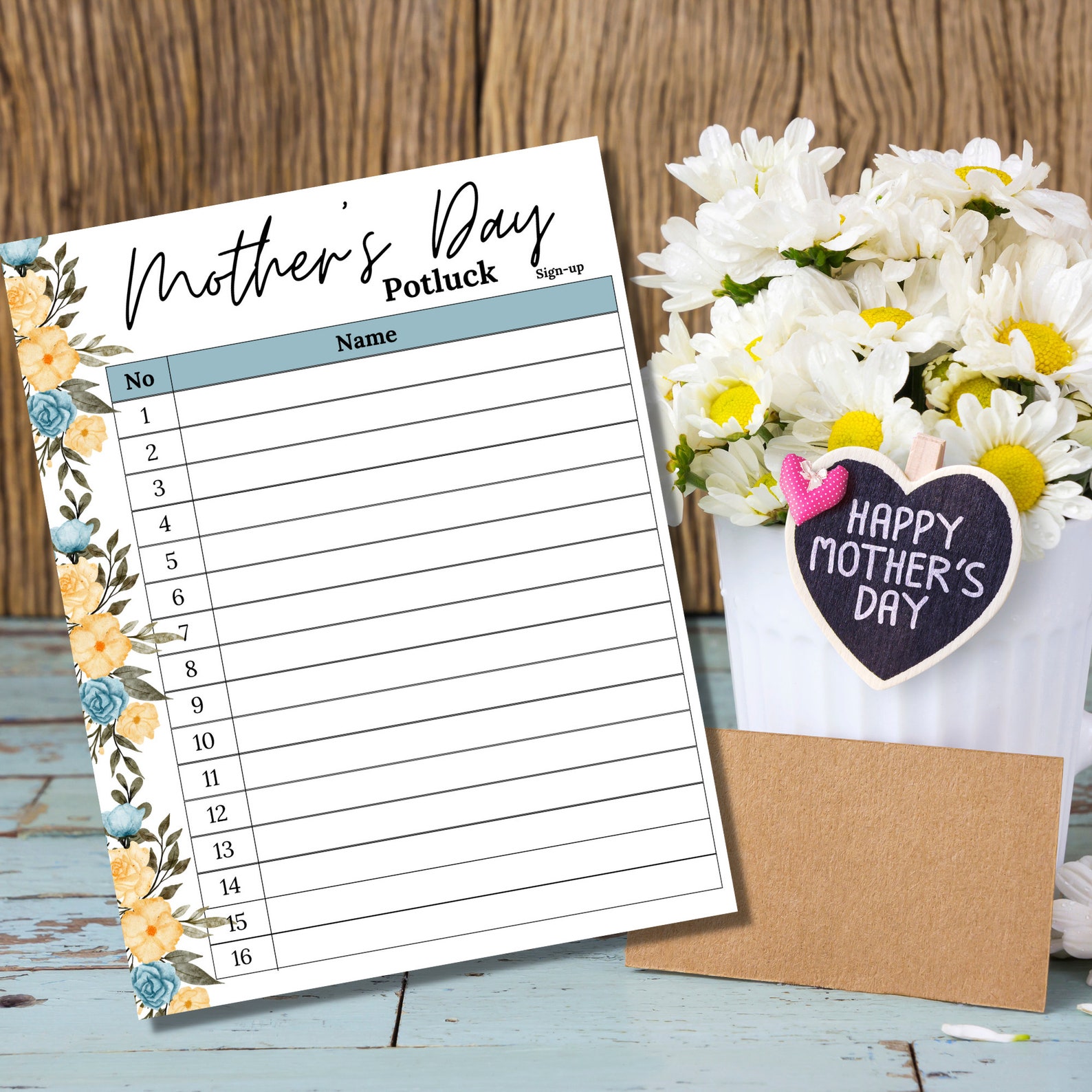 Potluck Sign up Sheet Mother's Day Potluck Sign up Sheet - Etsy