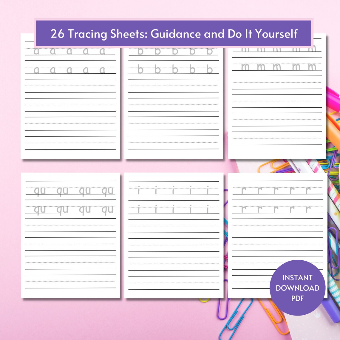 Alphabet Tracing Worksheets Lower Case 26 Printable Sheets - Etsy
