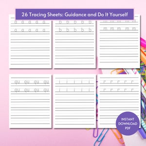 Alphabet Tracing Worksheets Lower Case | 26 Printable Sheets |guidance ...