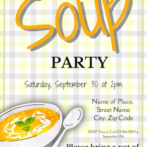 Soup Party Invite Template | Editable Soup Party | Soup Party Invite ...