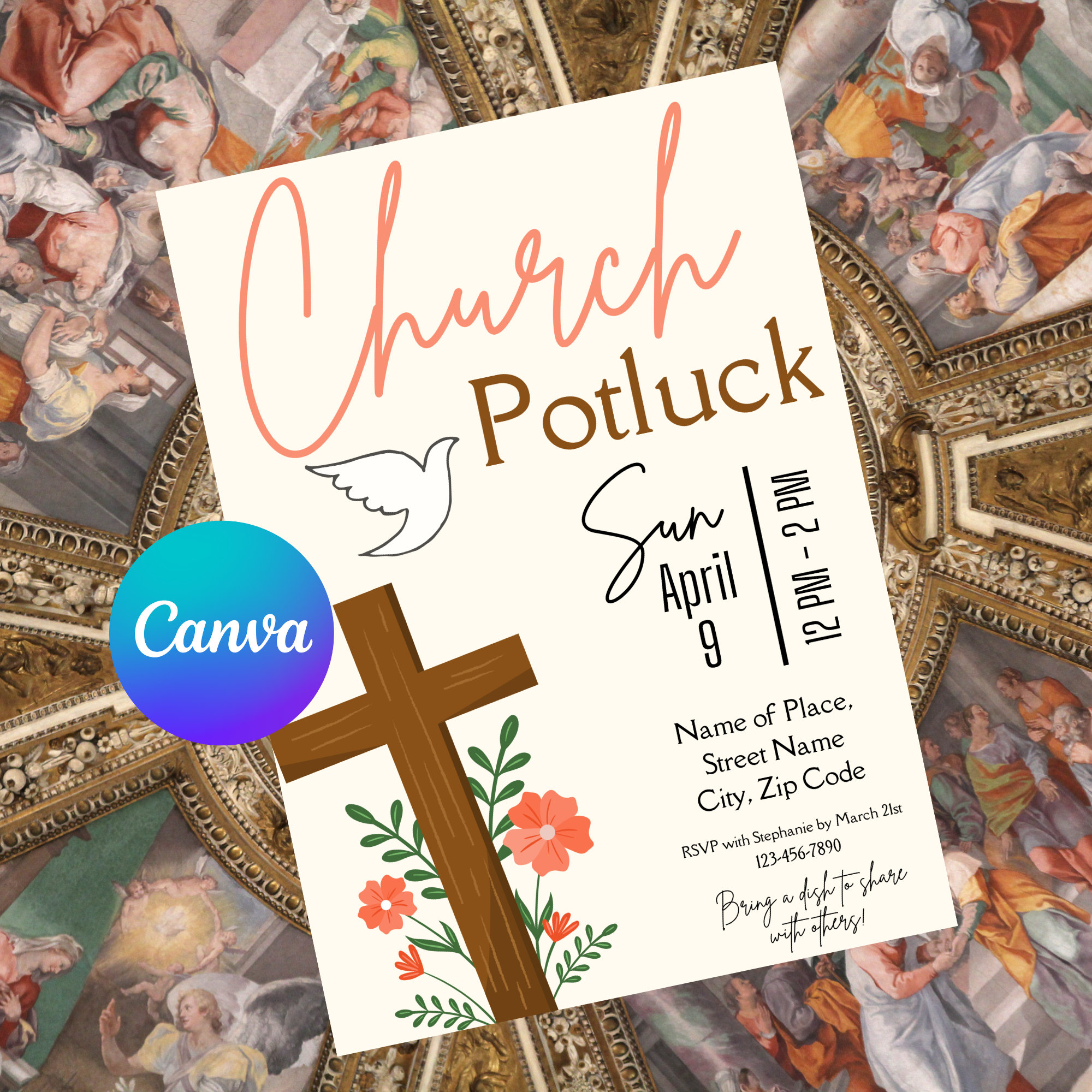 Church Potluck Invitation Template | Church Party Potluck Invite ...