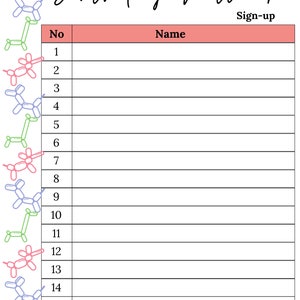 Potluck Sign up Sheet | Birthday Potluck Sign up Sheet | Birthday ...