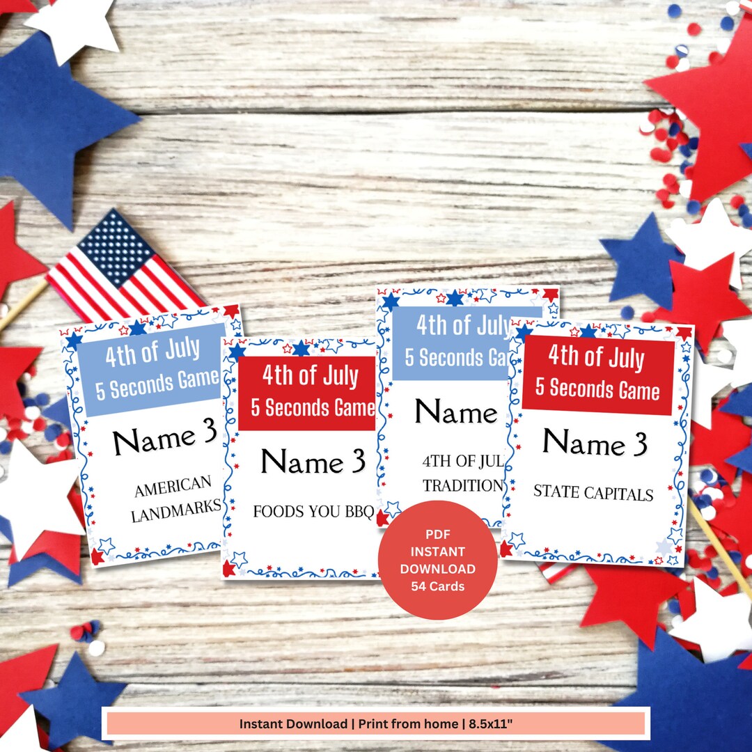 5 Seconds 4th of July Game | Independence Day Printable Games | July ...
