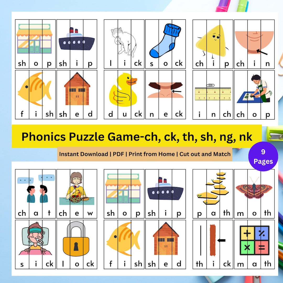 Phonics Puzzles Digraphs | CVC Words | Phonics Games | Phonics ...