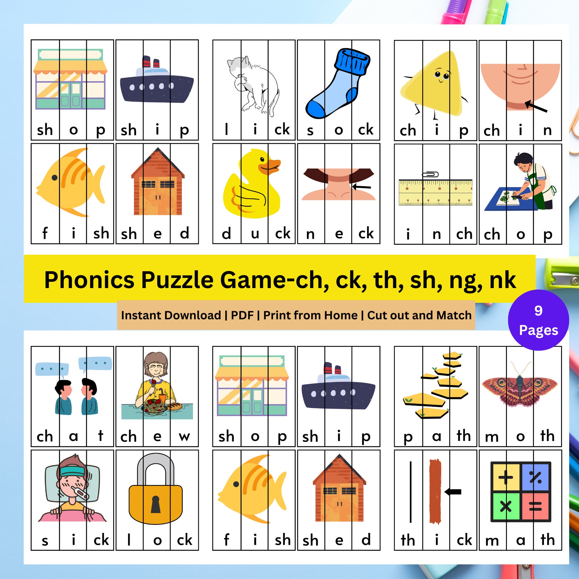 Phonics Puzzles Digraphs | CVC Words | Phonics Games | Phonics ...