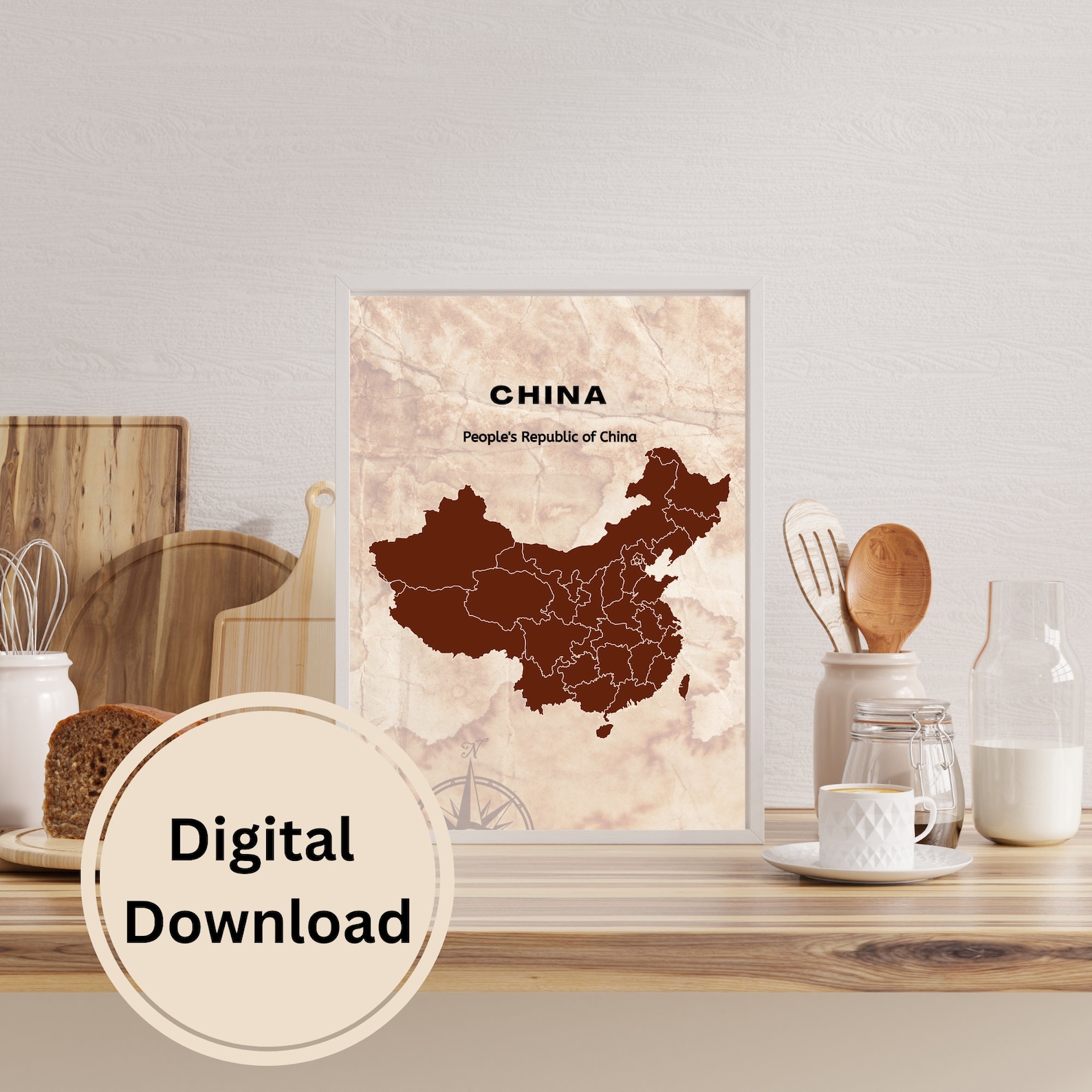Map of China Map of China Digital Print Map of China Wall Art China ...