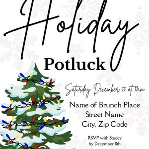Holiday Potluck Invite & Sign up Sheet | Editable Holiday Potluck ...