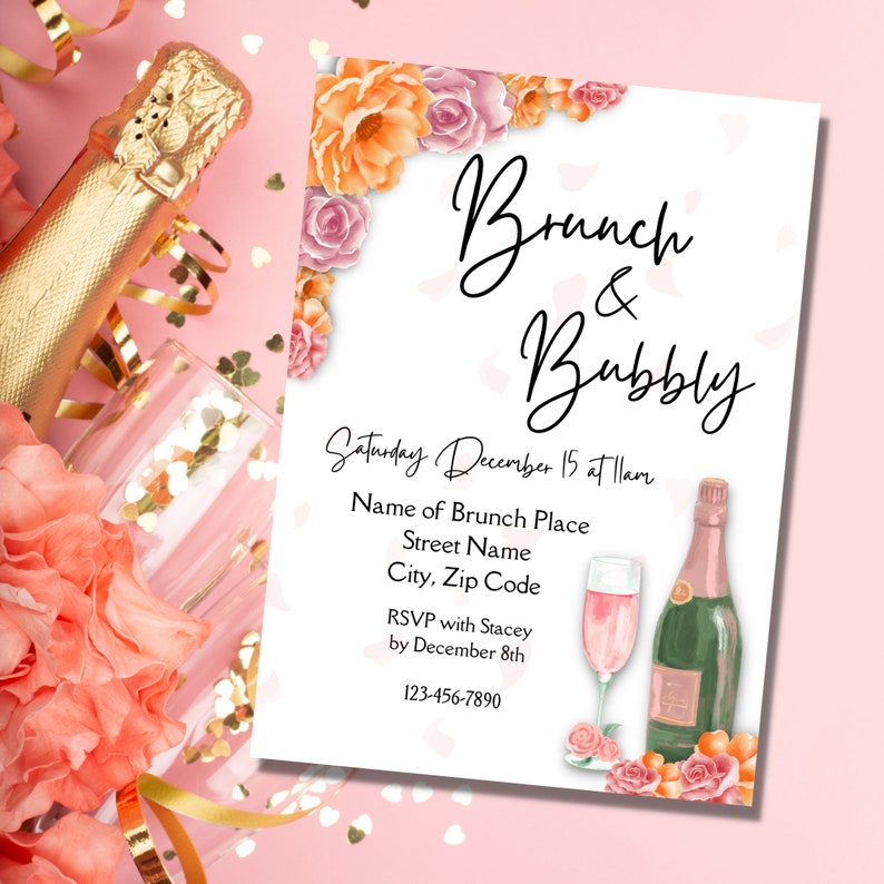 Brunch & Bubbles Brunch Template | Editable Bubbles Brunch | Christmas ...