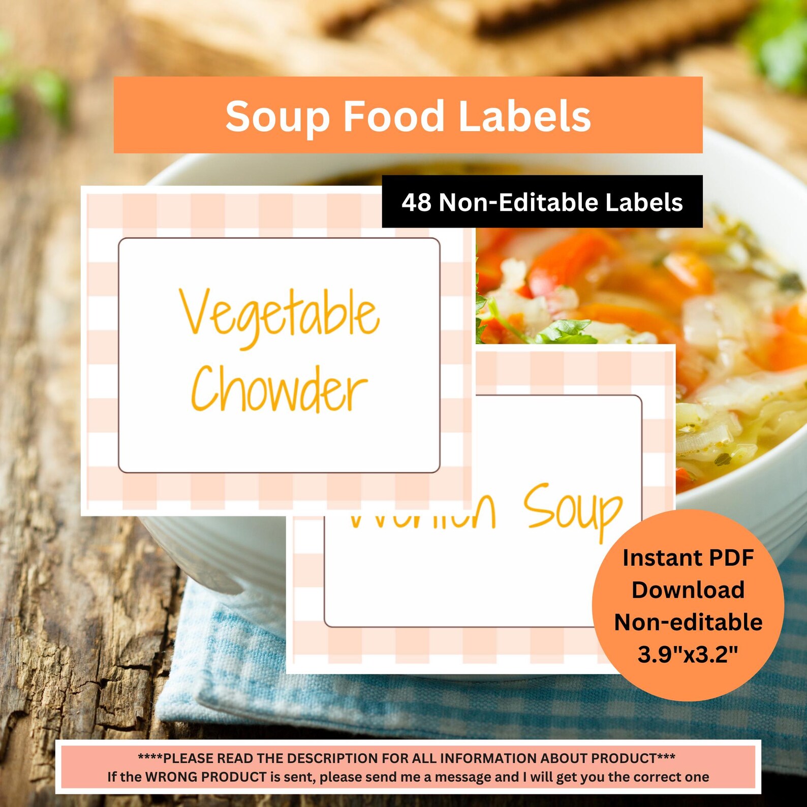 Soup Food Labels With Names Non-editable Printable | Soup Cards | Soup ...