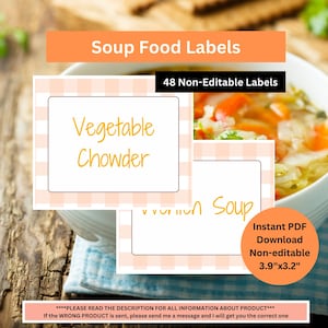 Soup Food Labels With Names Non-editable Printable | Soup Cards | Soup ...