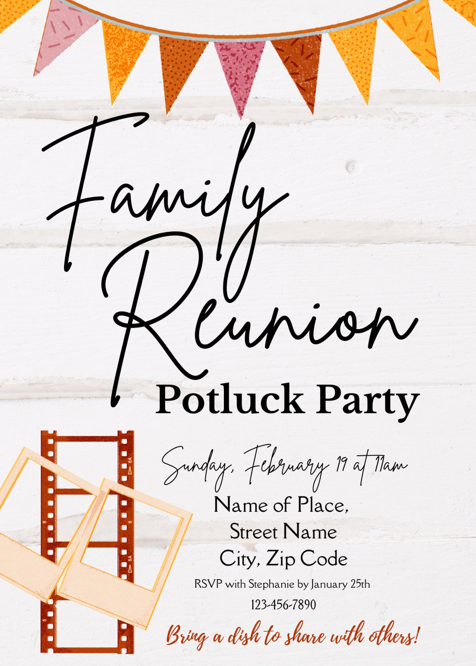 Family Potluck Invitation Template | Family Party Potluck Invite ...