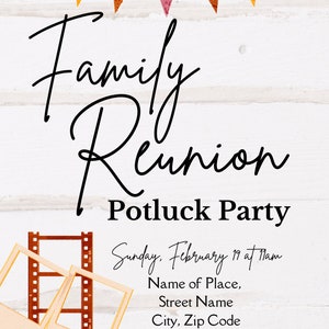 Family Potluck Invitation Template | Family Party Potluck Invite ...