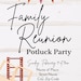 Family Potluck Invitation Template | Family Party Potluck Invite ...
