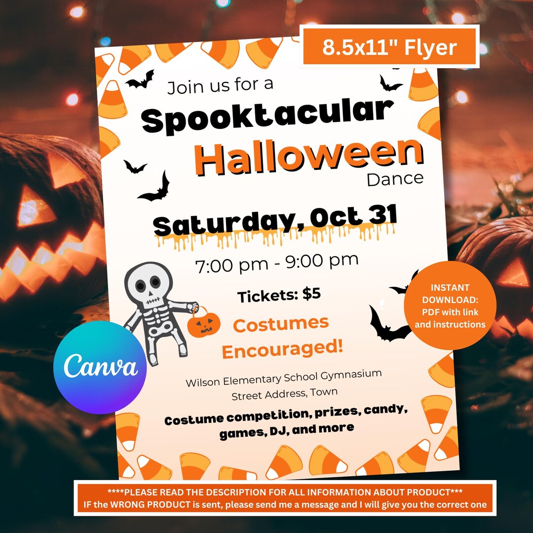Halloween Dance Flyer | Halloween School Dance Poster | Editable ...