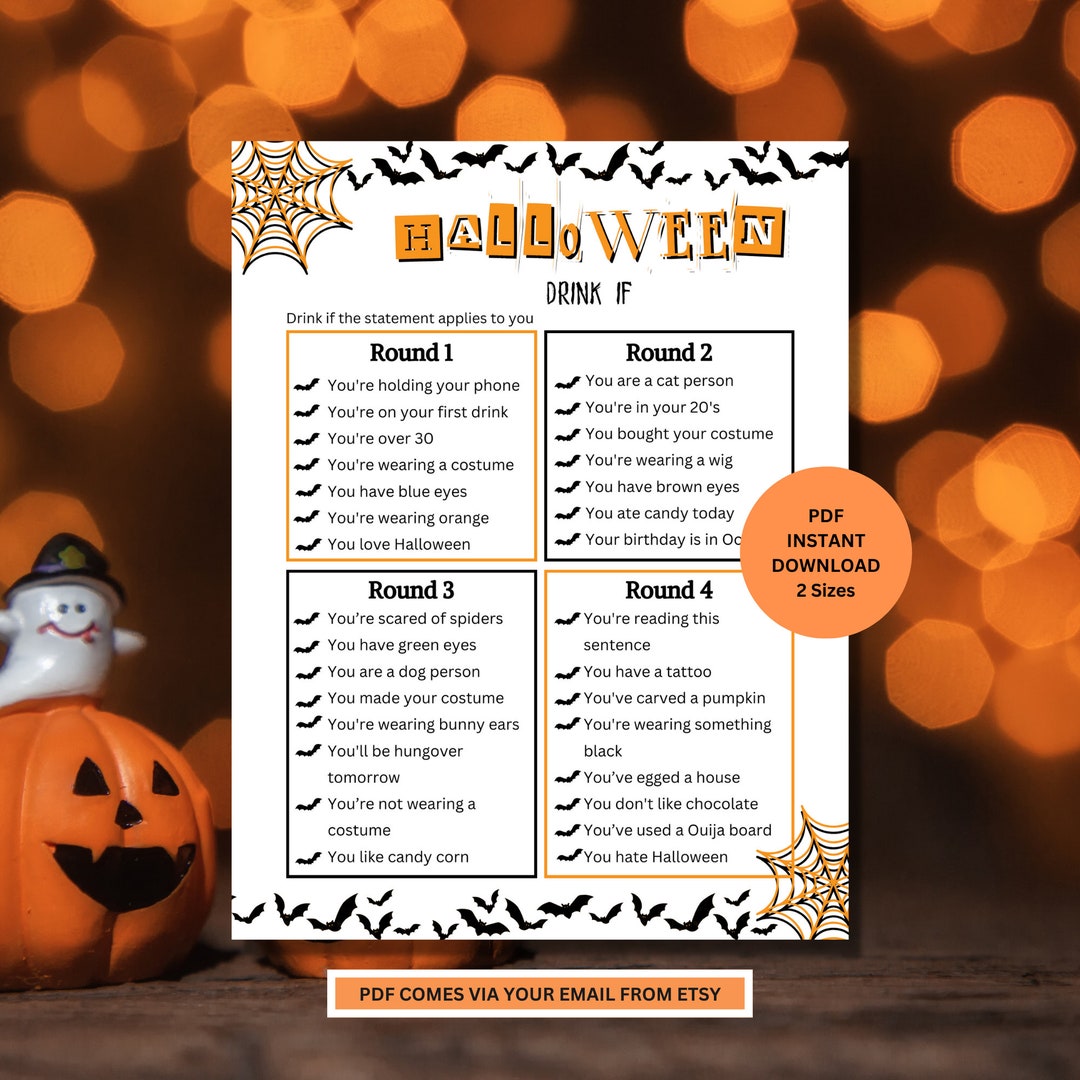 Drink If Halloween Game | Halloween Party Game | Halloween Activities ...