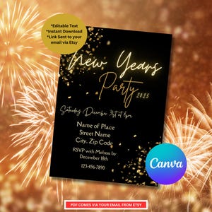 New Years Invitation Template | Happy New Year Invite | NYE Party ...