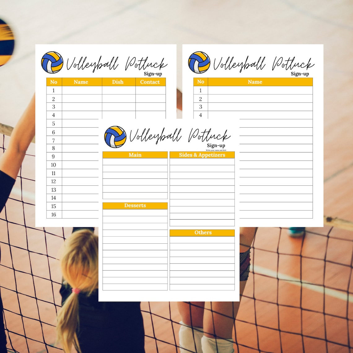 Volleyball Potluck Sign up Sheet Volleyball Potluck Sheet Sports ...