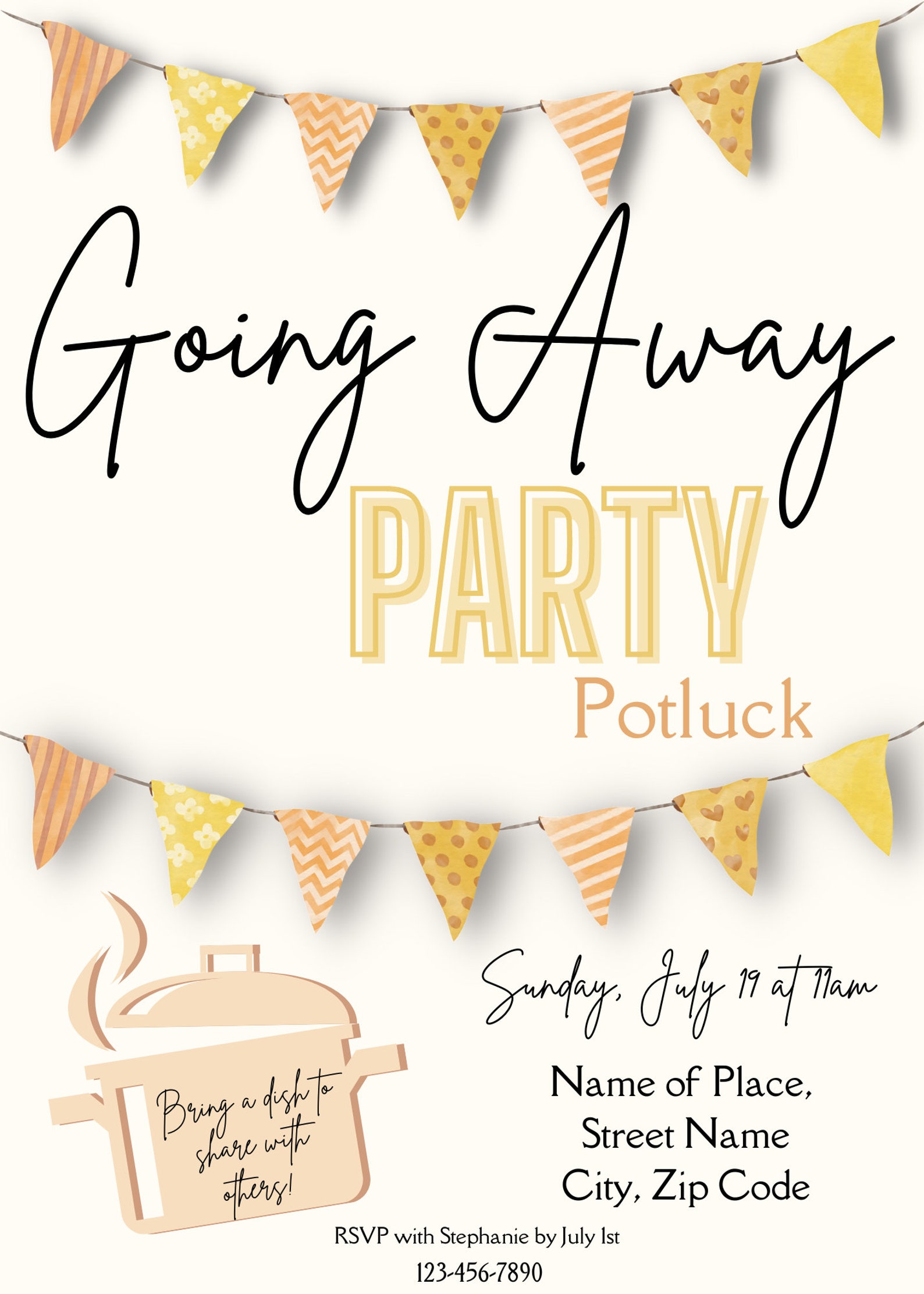 Going Away Potluck Invitation Template | Going Away Party Potluck ...