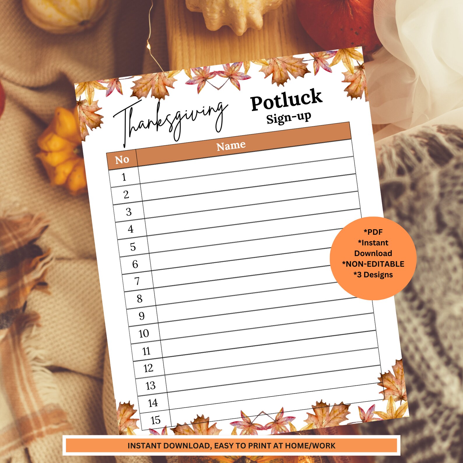 Potluck Sign up Sheet | Thanksgiving Potluck Sign up Sheet ...