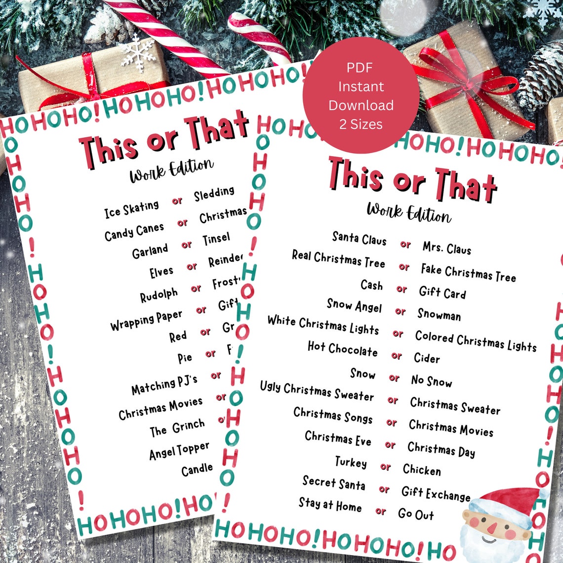 This or That Game Office Edition | This or That Christmas Game ...