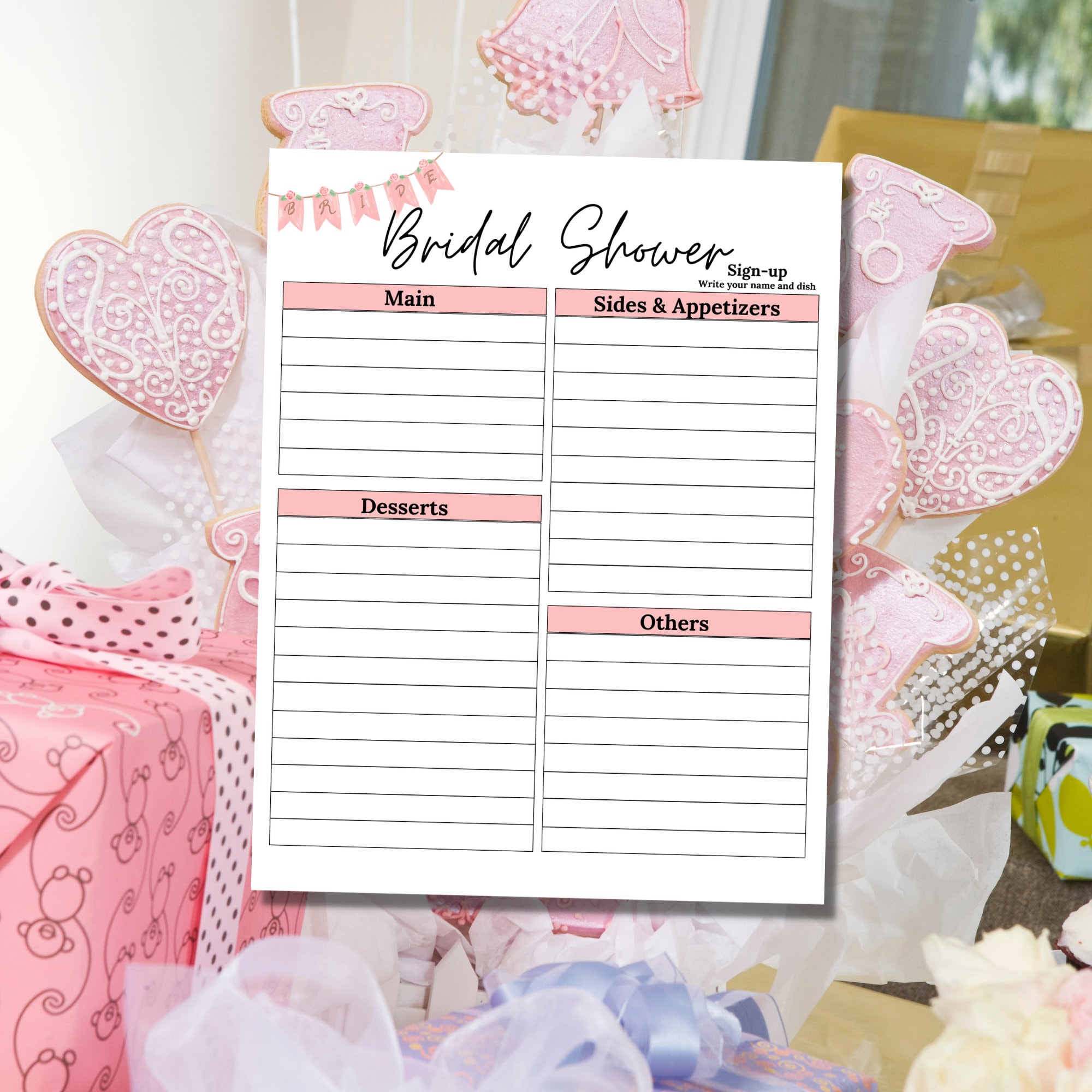 Bridal Shower Sign Up Sheet