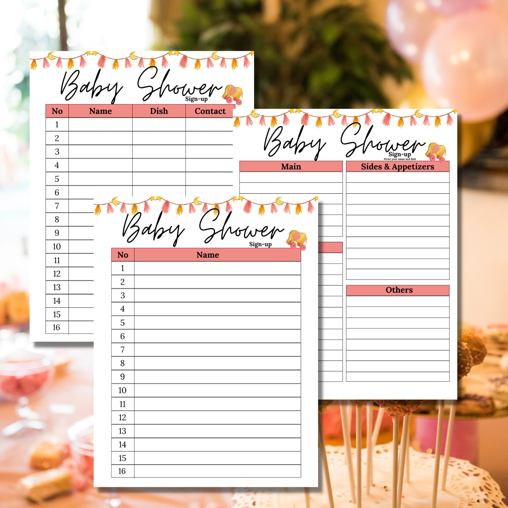 Potluck Sign up Sheet |baby Shower Potluck Sign up Sheet | Girl Baby ...