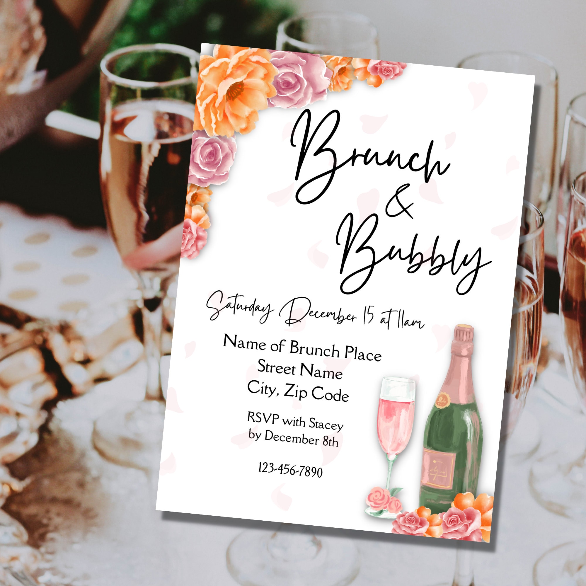 Brunch & Bubbles Brunch Template | Editable Bubbles Brunch | Christmas ...