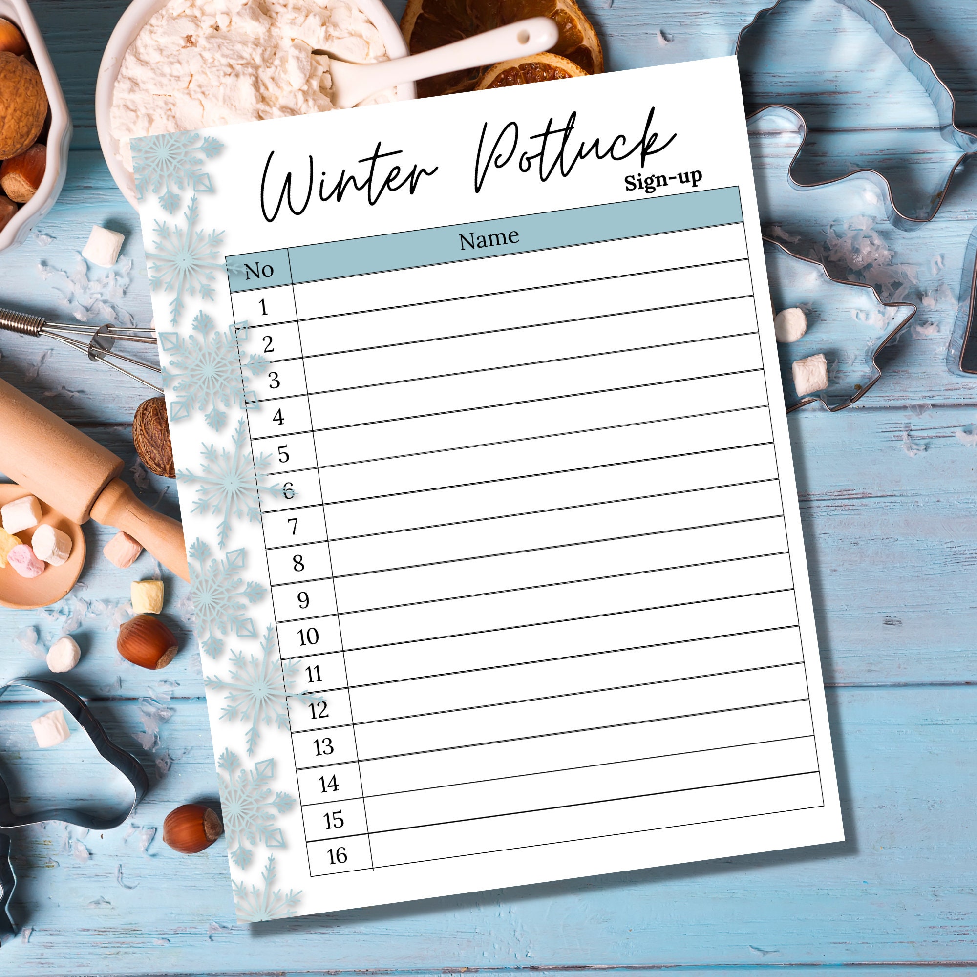 Potluck Sign up Sheet Winter Potluck Sign up Sheet - Etsy