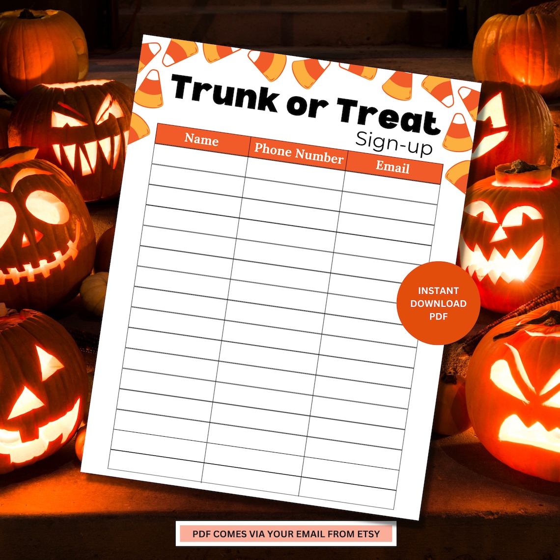 Trunk or Treat Sign up Sheet | Trunk or Treat Party Sheet | Printable ...