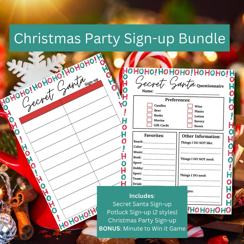 Christmas Party Sign up Bundle | Christmas Work Party | Christmas ...