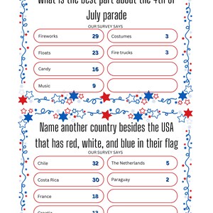 Family Feud 4th of July Game | Independence Day Printable Games | July ...