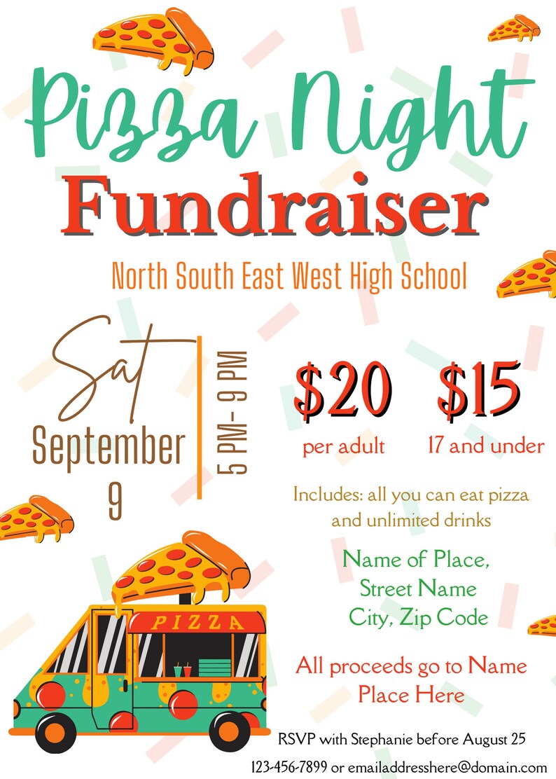 Pizza Night Fundraiser Invitation Template | Pizza Night Fundraiser ...