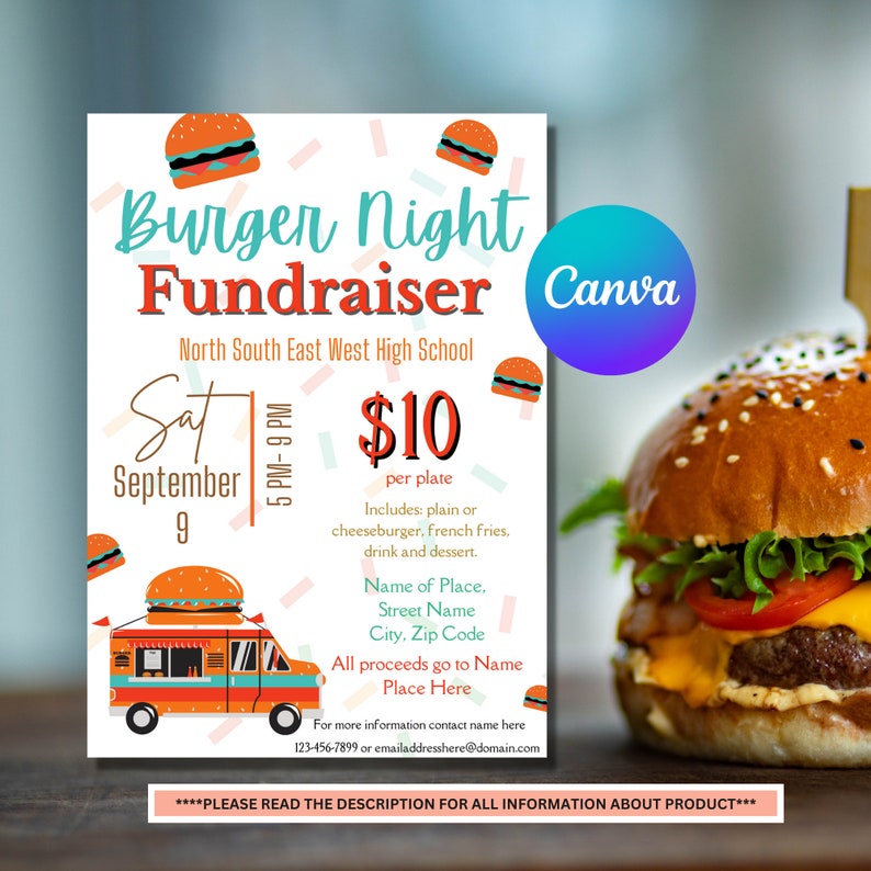 Burger Night Fundraiser Invitation Template | Burger Night Fundraiser ...