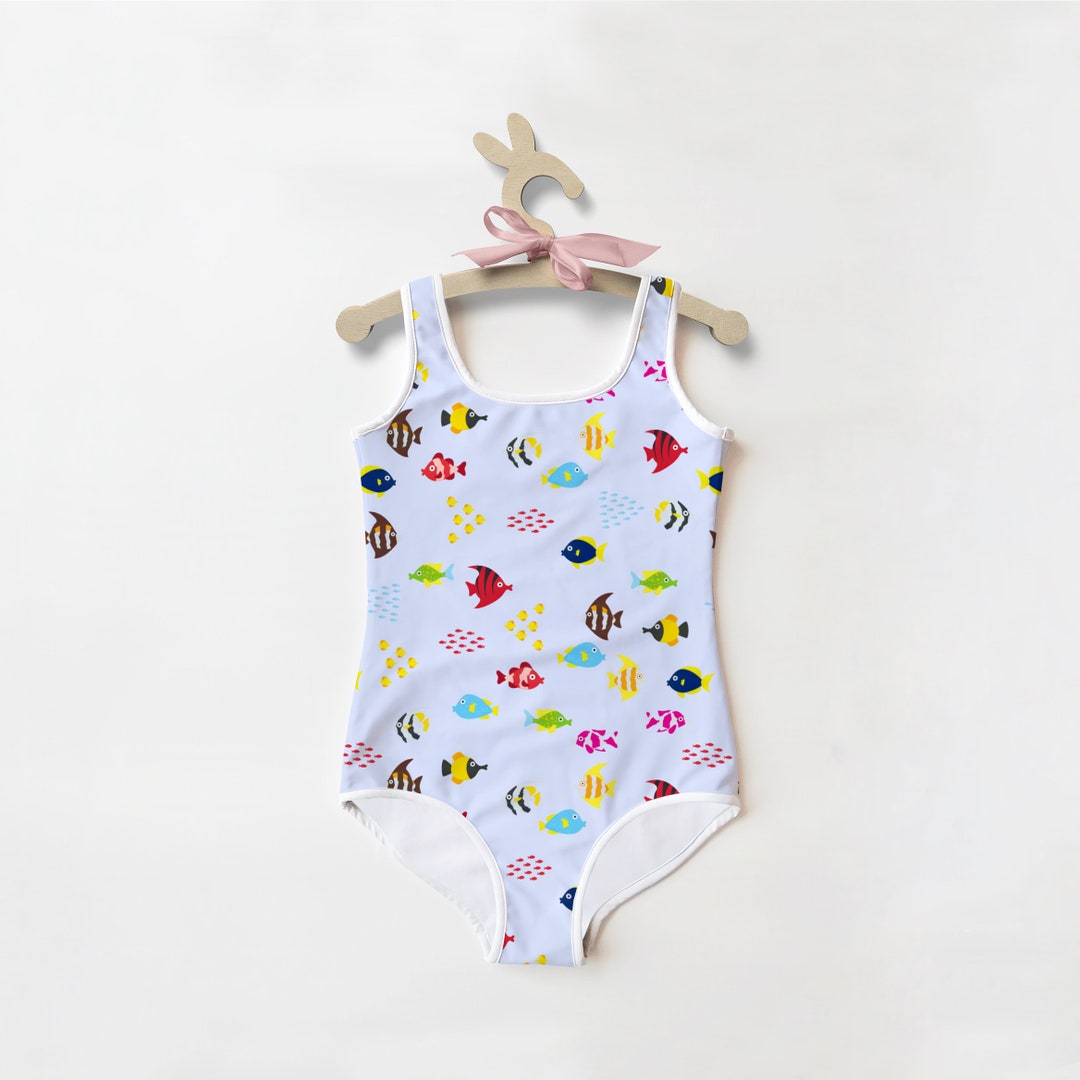 Girls Tropical Fish Buttery Soft Swimsuit, Ocean Themed Bathing Suit ...