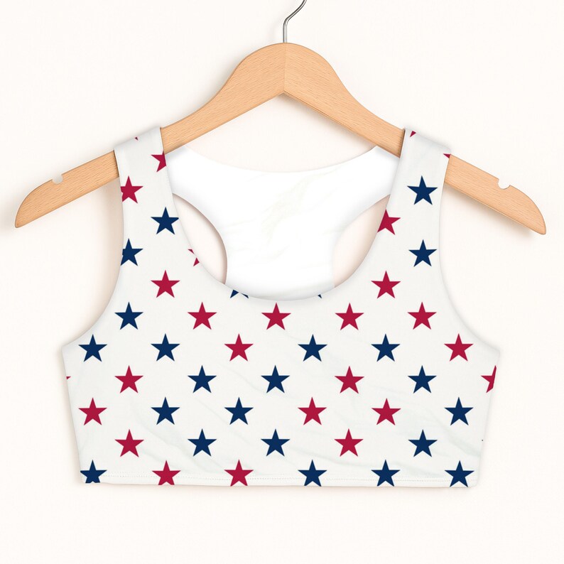 Girls Red and Blue Star Sports Bra: Gymnastics, Cheer, Dance - Etsy