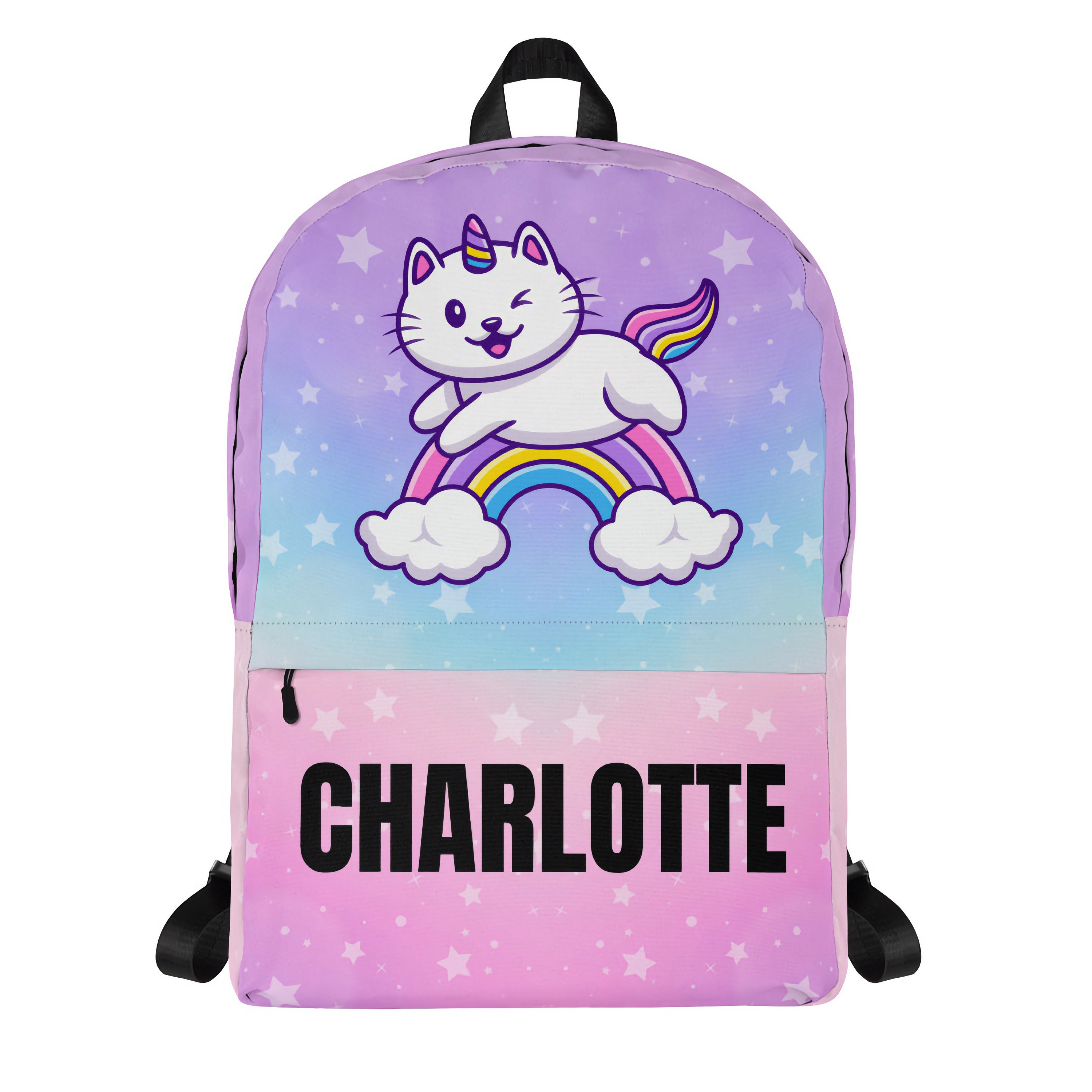 Girls Custom Name Caticorn Rainbow Stars Backpack - Etsy