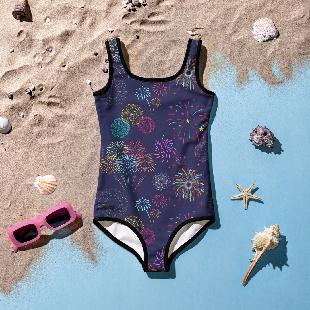 Girls Fireworks 4th of July Swimsuit UPF 50 UV Sun Protection Toddler ...