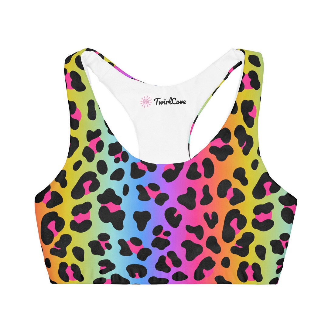 Girls Rainbow Cheetah Sports Bra Cheer & Dancewear Girls Activewear ...