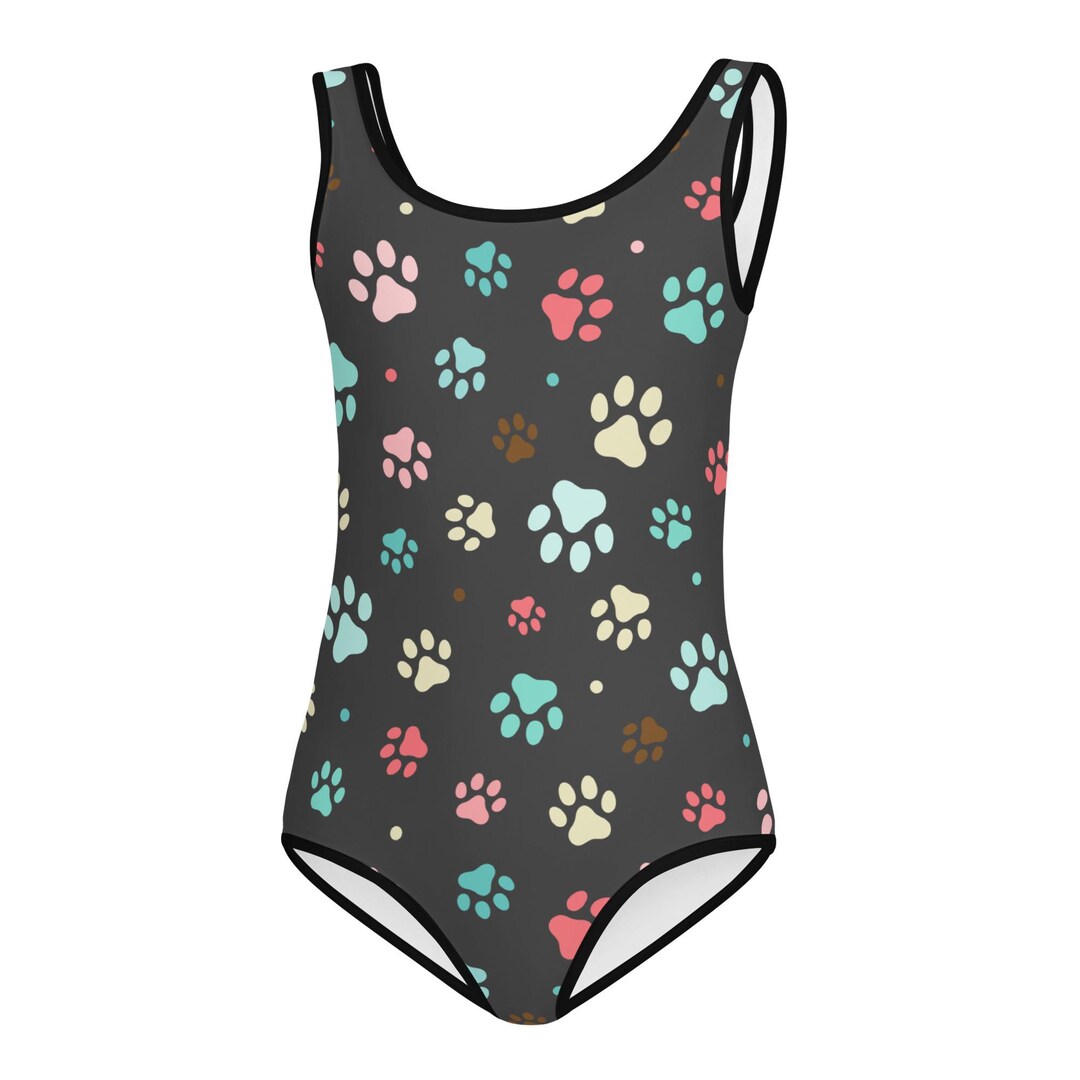 Girls Colorful Paw Print Gymnastics Leotard Buttery Soft Ballet & Dance ...