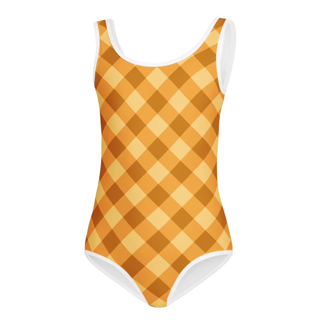 Girls Golden Gingham Leotard, Mustard Checkered Dance Leo, Kids ...