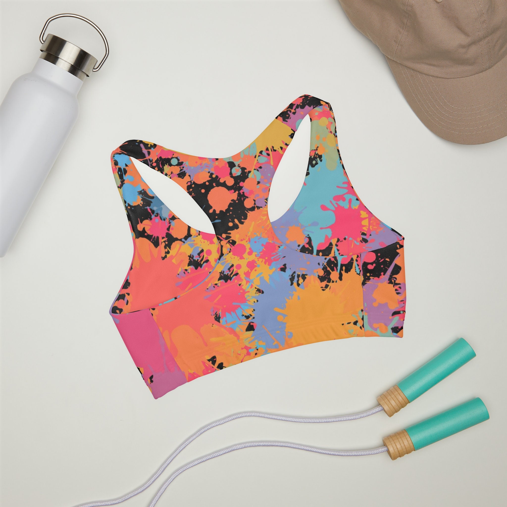 Girls Rainbow Paint Splatter Seemless Sports Bra |Cheer & Dancewear ...