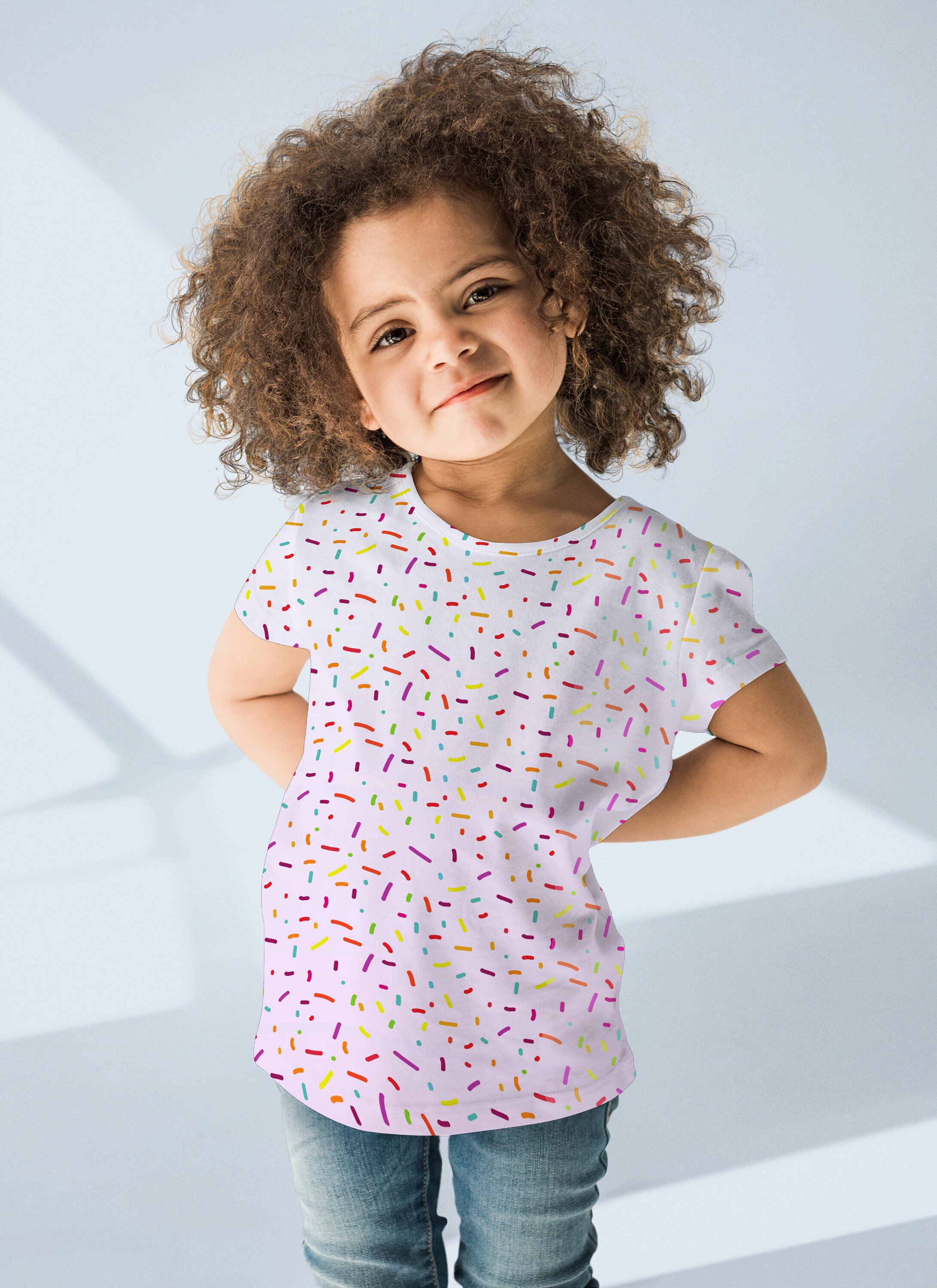 Girls Ice Cream Rainbow Sprinkles T-shirt, Fun Dessert-themed Tee ...