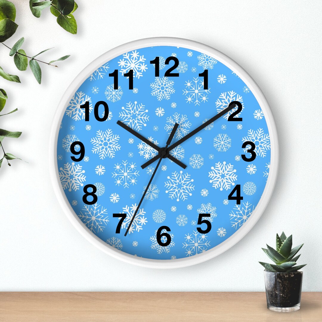 Snowflakes Wall Clock Nursery Room Decor Kids Bedroom Clock Home Decor ...