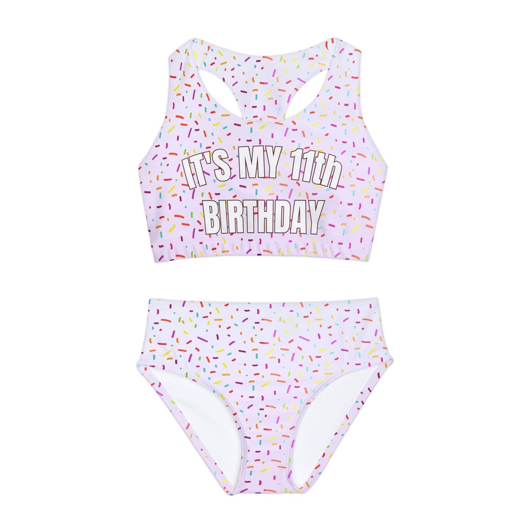 Girls Custom Age Colorful Sprinkles Swimsuit Two Piece Set Toddler ...