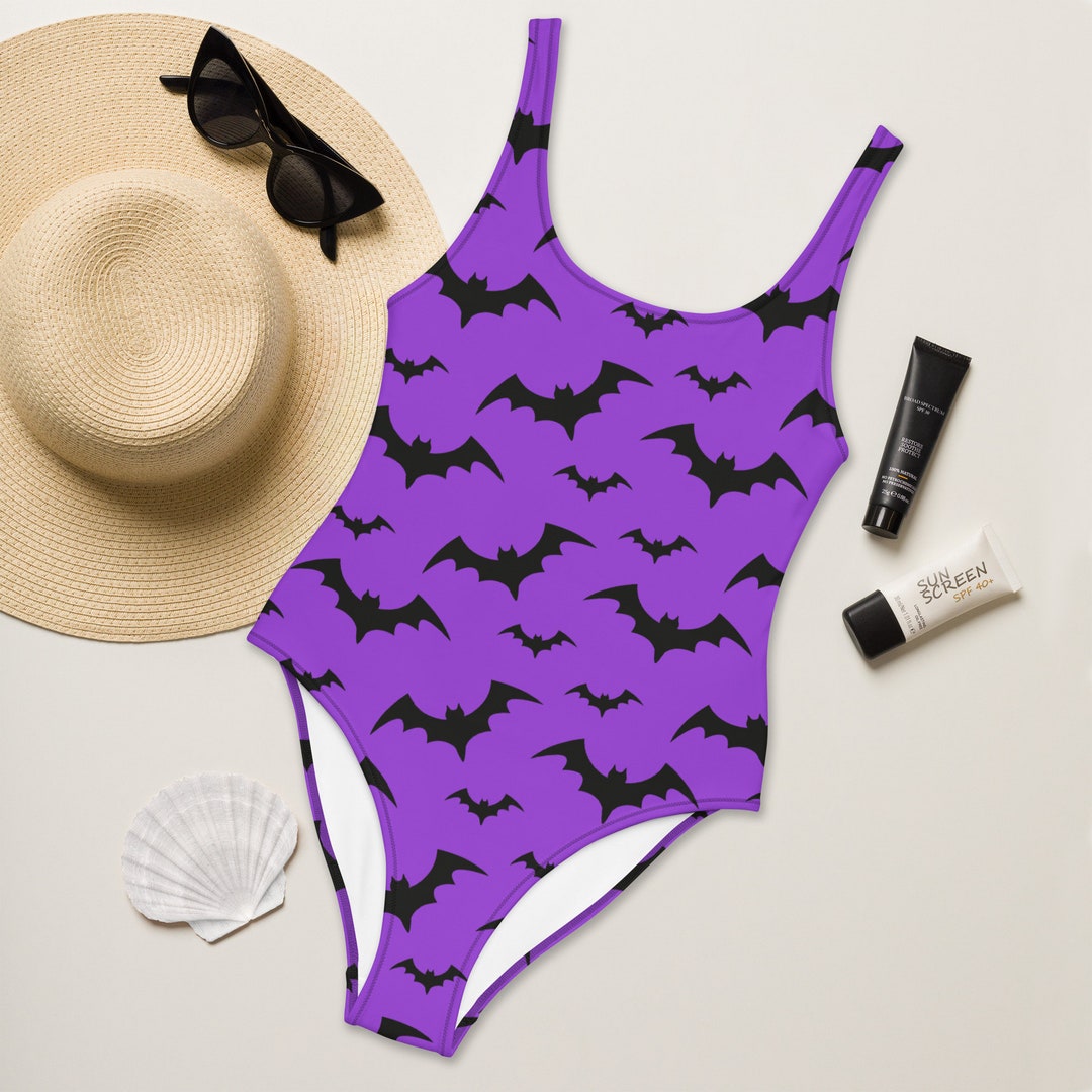 Women's Purple Bats Swimsuit | UPF 50+ UV Sun Protection | One Piece ...