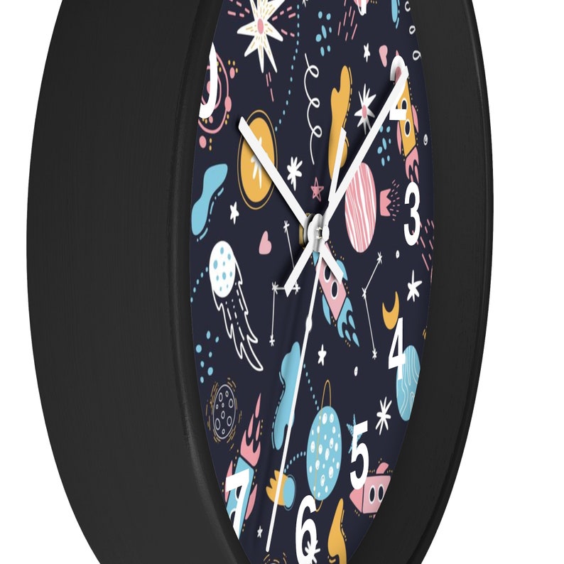 Outer Space Wall Clock Nursery Room Decor Kids Bedroom Clock Home Decor ...