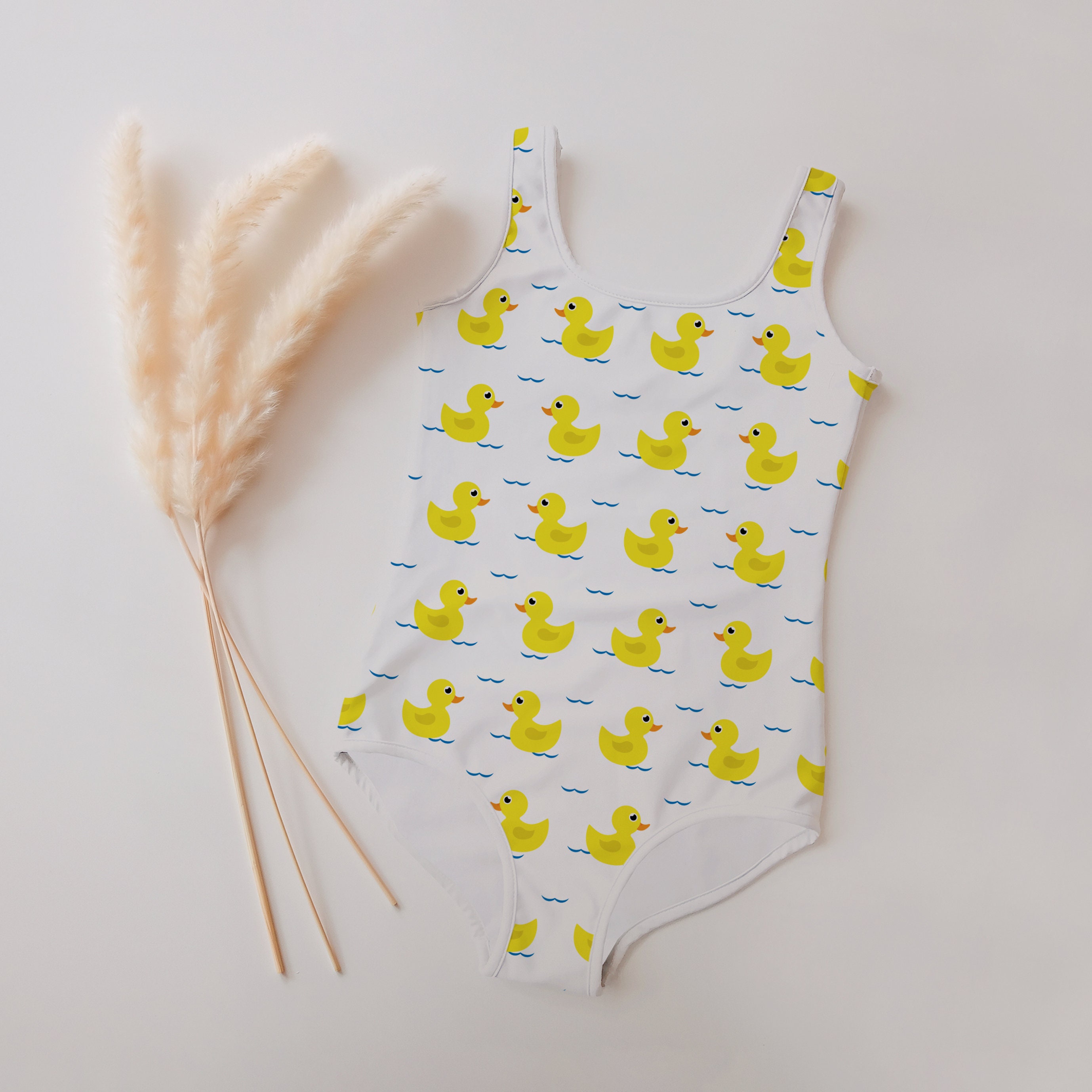 Girls Yellow Ducks Floating on Water Swimsuit UPF 50 UV Sun Protection ...